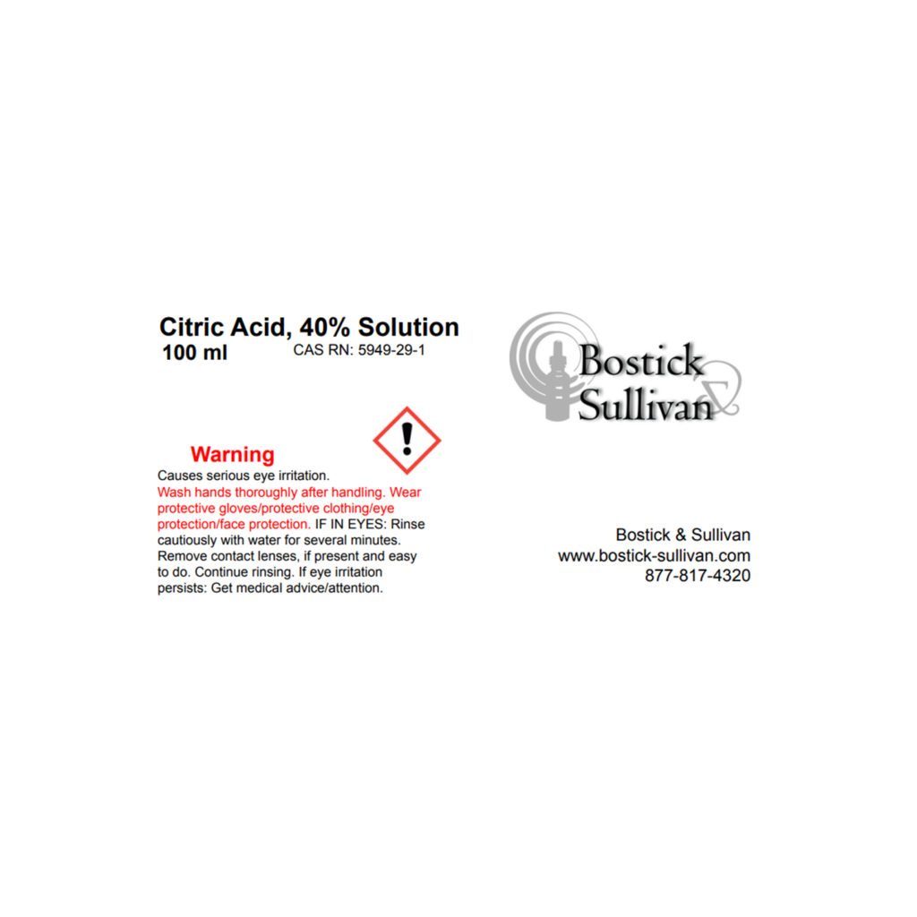 Citric Acid - 40% Solution - Bostick & Sullivan